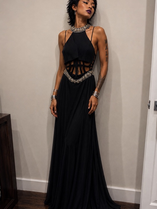 Alyce Paris | Dresses | Alyce Paris Black Maxi Gown With Jewel ...